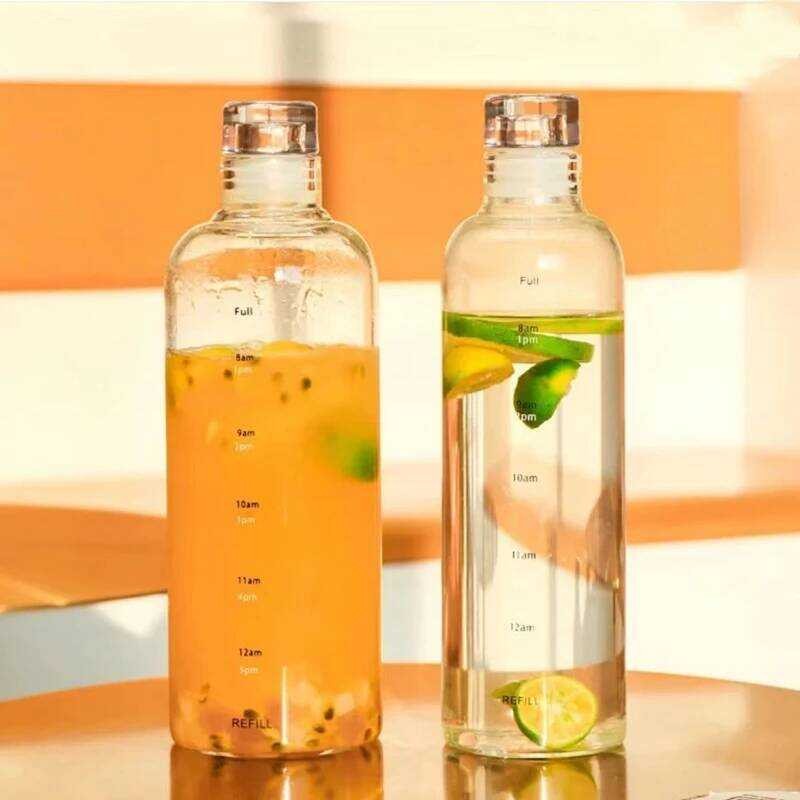 Newest Water Aaaaa Cup Sport Bottle With Time Scale Couple Plastic ...