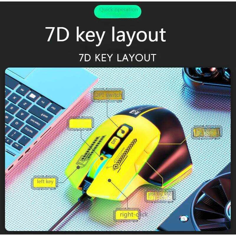 Mouse Cyberpunk Mecha Style 7 Buttons RGB Light Belt 3600 DPI ...