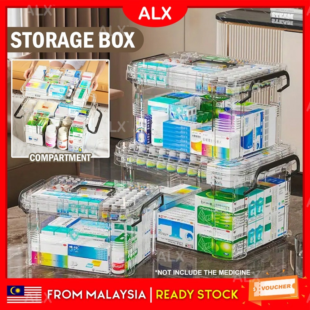 ALX Multi Layer Medical Storage Box Large Capacity Medicine First Aid ...
