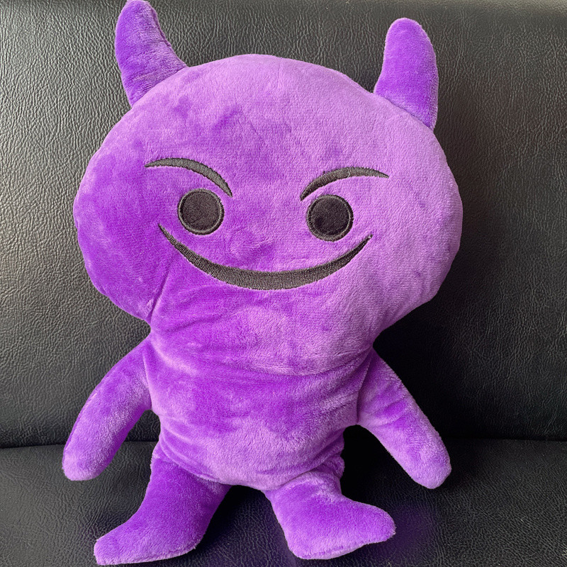 JFMM 33cm Funny Faeces Devil Emoji Plush Pillow Chat Expression Smile ...