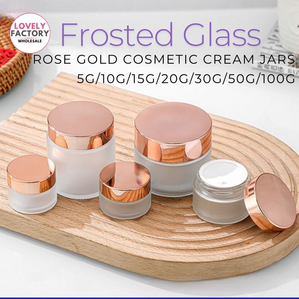Refillable Frosted Glass Rose Gold Cosmetic Cream Jars 5g/10g/15g/20g/30g/50g/100g | Shopee Malaysia