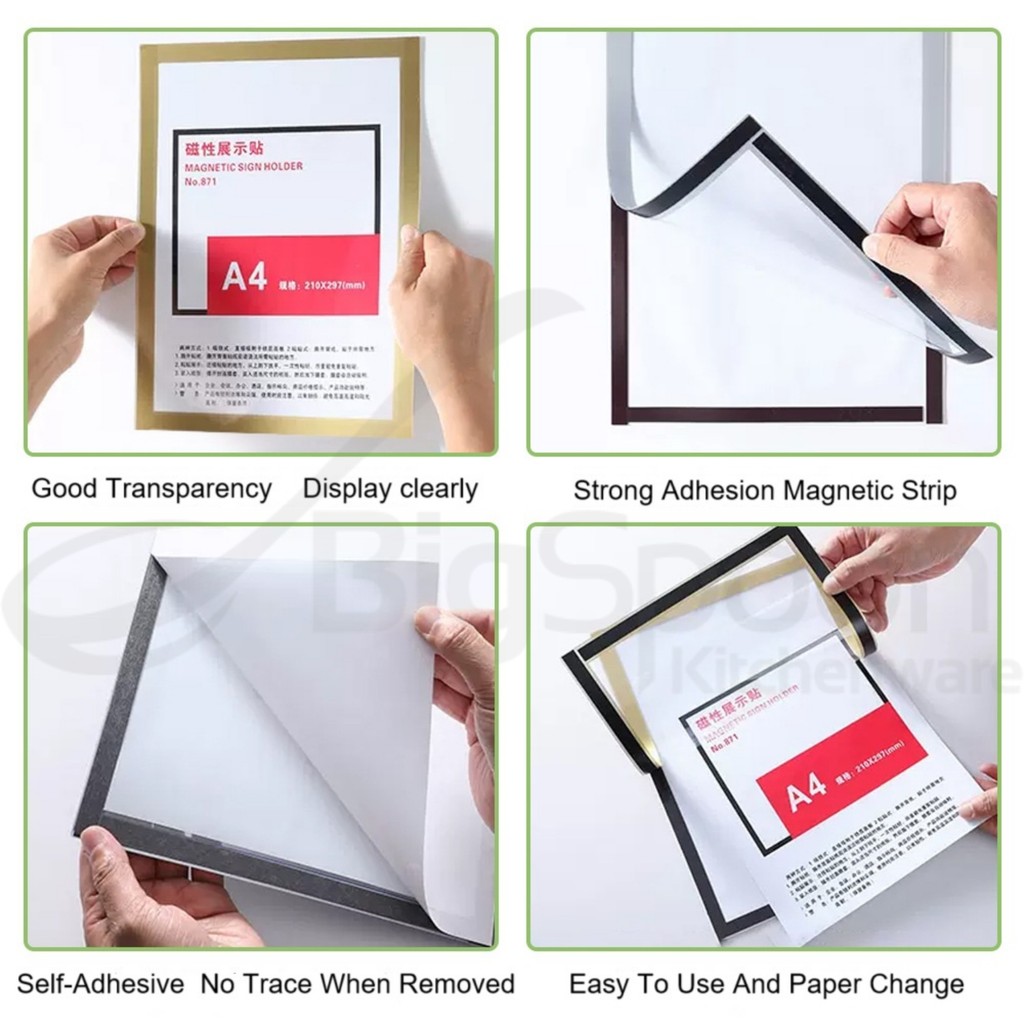 BIGSPOON A3 A4 Magnetic Photo Frame Gambar Magnetic Display Board Photo ...