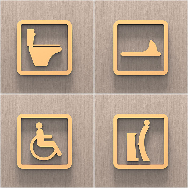 Squat Toilet Door Sign Restroom Toilet Sign Acrylic Creative 3d Three ...
