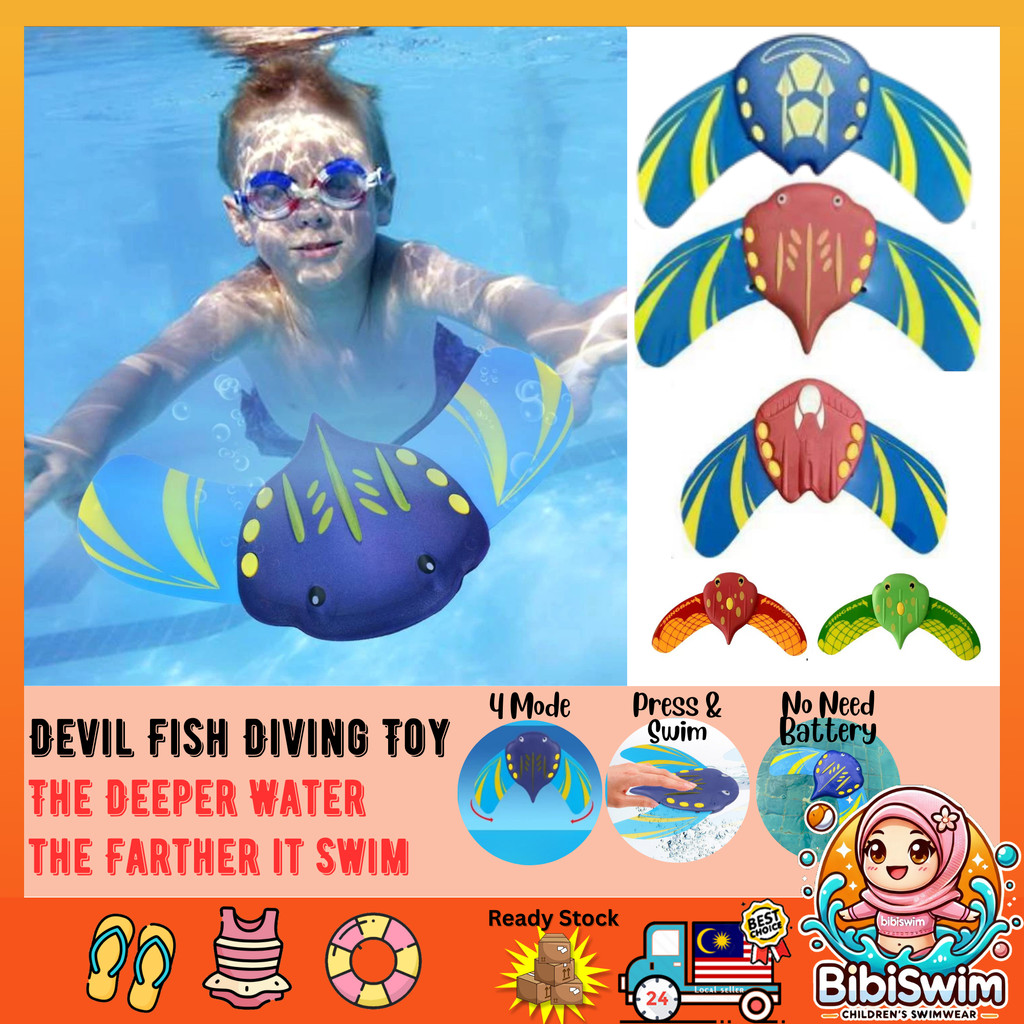 BIBISWIM Diving Toy Devil Fish Swimming Pool Water Powered Toys for ...
