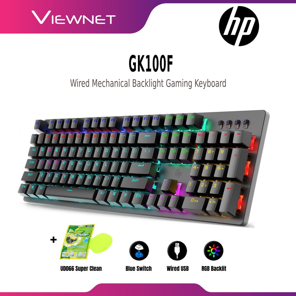 HP GK100F REAL WIRED MECHANICAL MIXED BACKLIGHT GAMING KEYBOARD WITH 104 KEYS & ANTI-CONFLICT ...