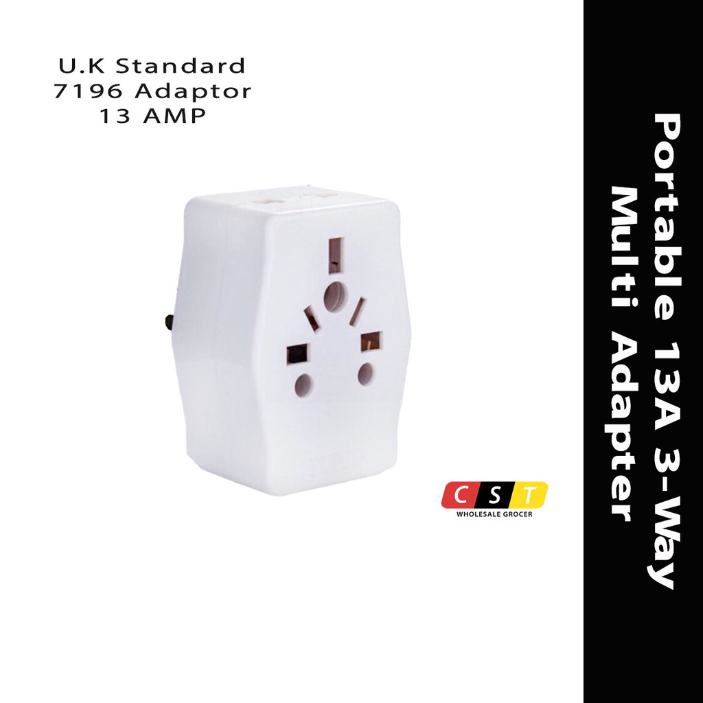 Portable 13A 3-Way Multi Adapter | Shopee Malaysia
