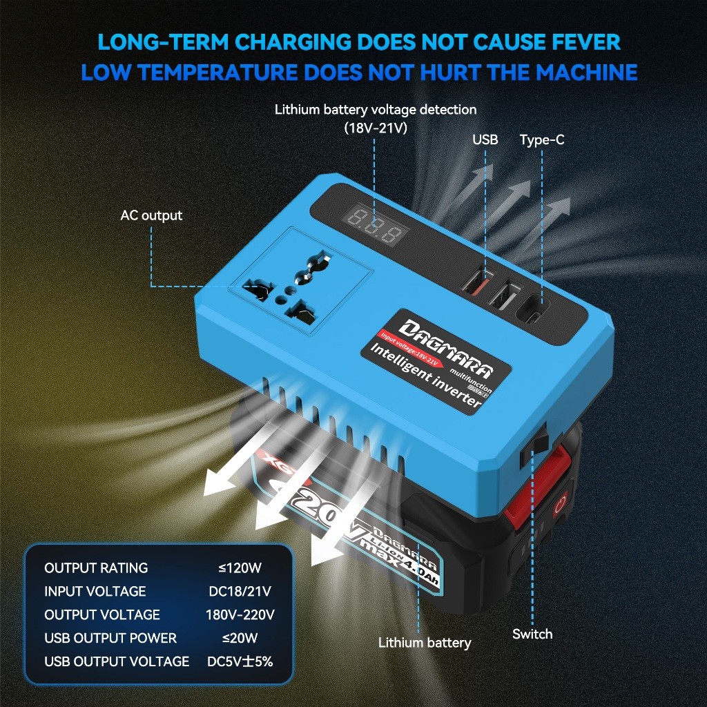 Portable and Efficient 120W Power Inverters for 20V Battery Inverter ...