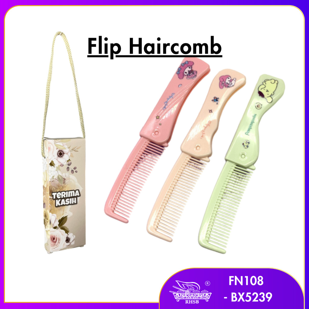 DOORGIFT FLIP HAIRCOMB / STYLING COMB / WOMEN HAIR SET / PORTABLE COMB ...