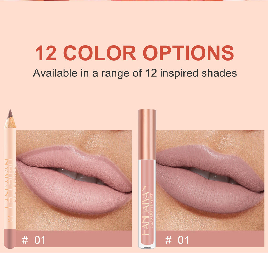 10 Colors Lip Liner + Matte Lipstick Pen 2 in 1 Waterproof Hook Line ...