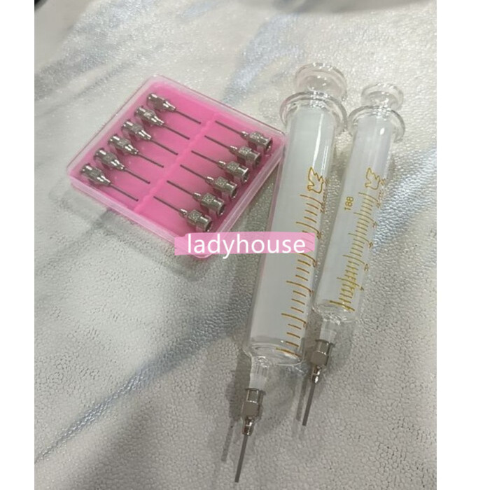 Original New Glass Syringe 5ml 10ml Syringe Metal Needle Welding Oil Container Glass Push Rod ...
