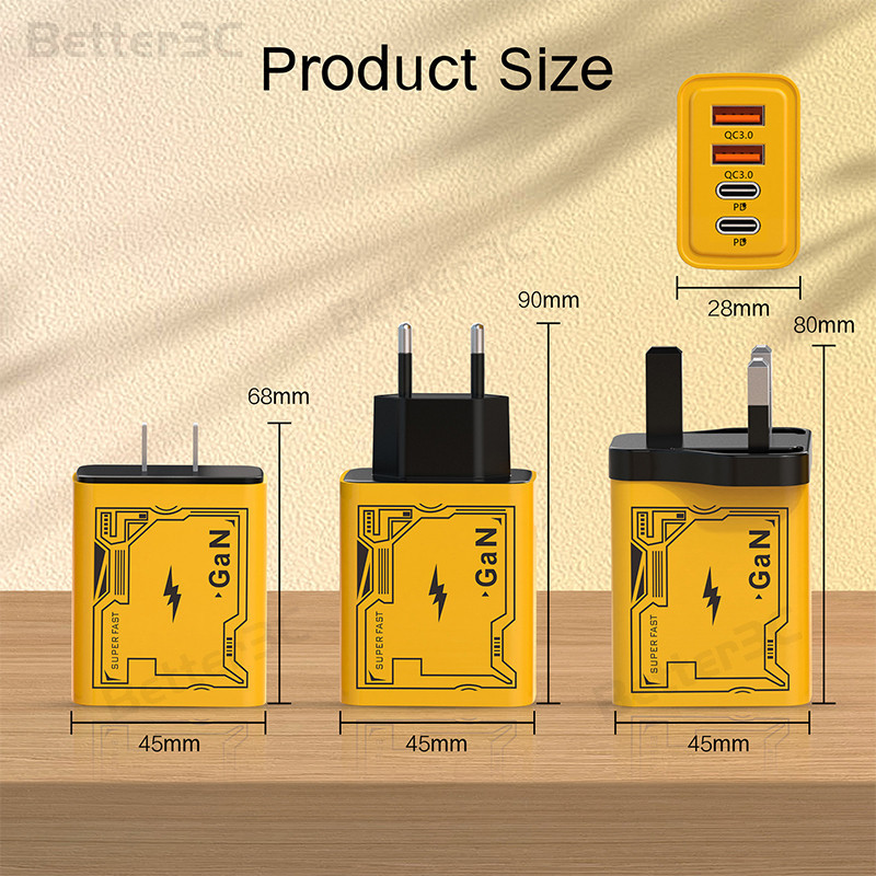 120W GaN Super fast charging USB Type C charger Mech 2USB+2PD Phone ...
