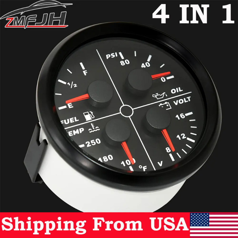 AD 85mm Fuel Level Gauge 240-33ohm Oil Pressure Water Temp Voltmeter 4 ...