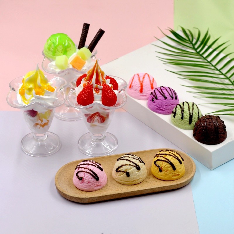 Artificial Ice Cream Scoops Simulated Chocolate Bar Realistic Imitation ...