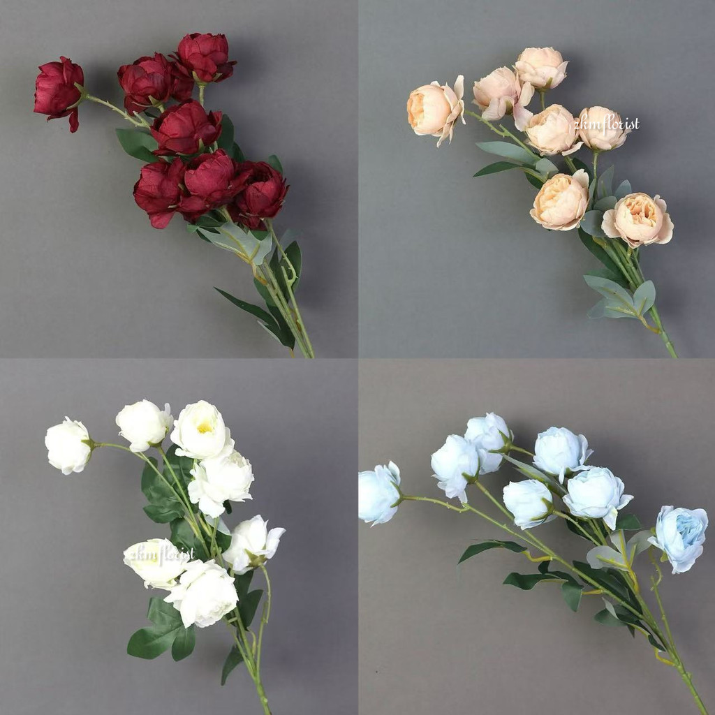 (6HEADS) TEA PEONY FLOWER Artificial Fake Plant Bouquet Plastic Wedding ...