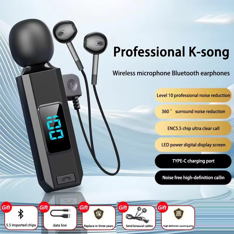 Wireless Bluetooth Headset With Microphone Neck Clip Headset Noise ...