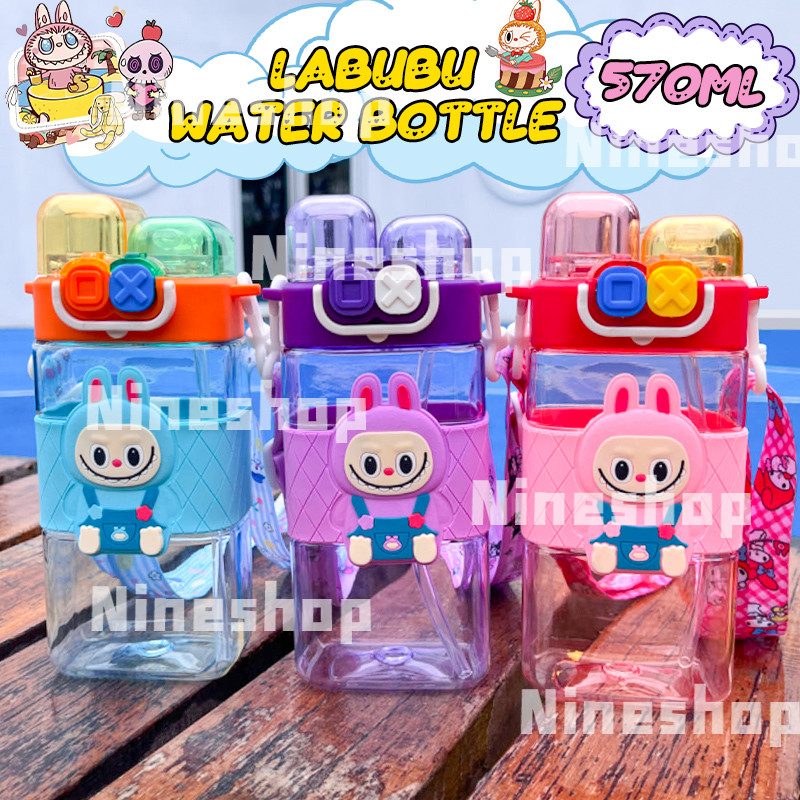 570ML/800ML Botol Air Labubu Water Bottle Kids Straw Bpa Free Botol ...