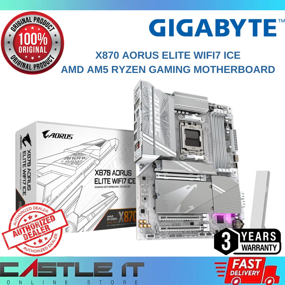 GIGABYTE X870 AORUS ELITE WIFI7 ICE AM5 ATX DDR5 White Motherboard ...