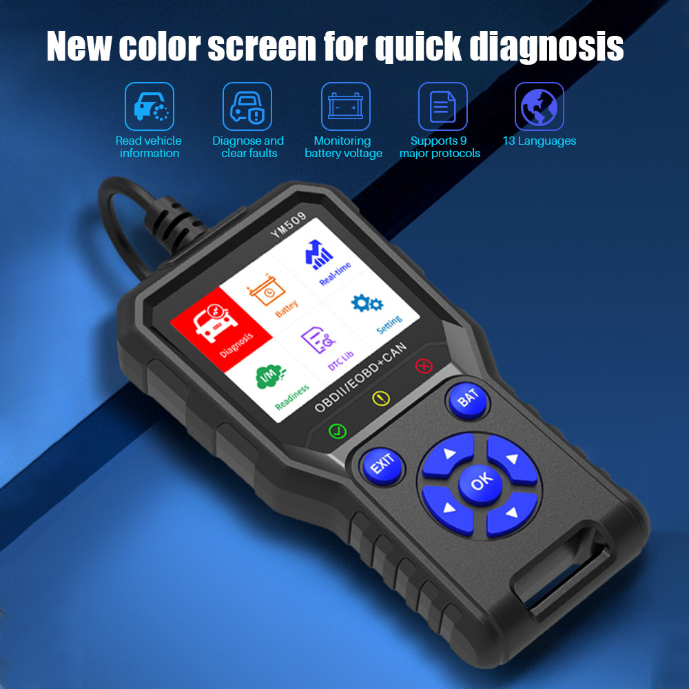 Multi Languages Automotive YM509 OBD2 Scanner Erase Error Codes Car ...