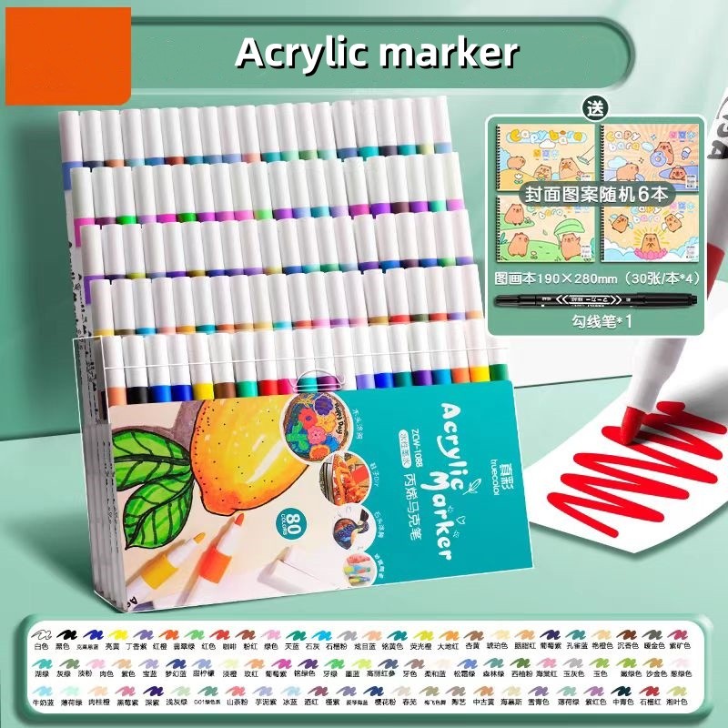 12/24/36/48/60/80 Colours Acrylic Marker Pen Writing Painting Art Supplies Stationery Penanda ...