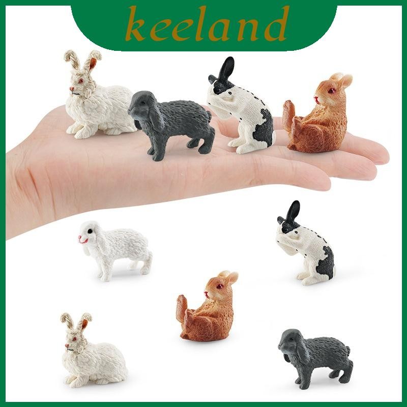 Realistic Farm Rabbit Animal Figurine Set With Wash Face Sitting Dwarf ...