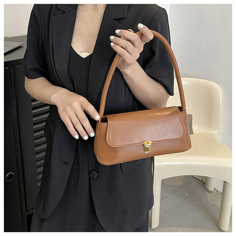 Armpit bag retro niche design high-end solid color one-shoulder ...