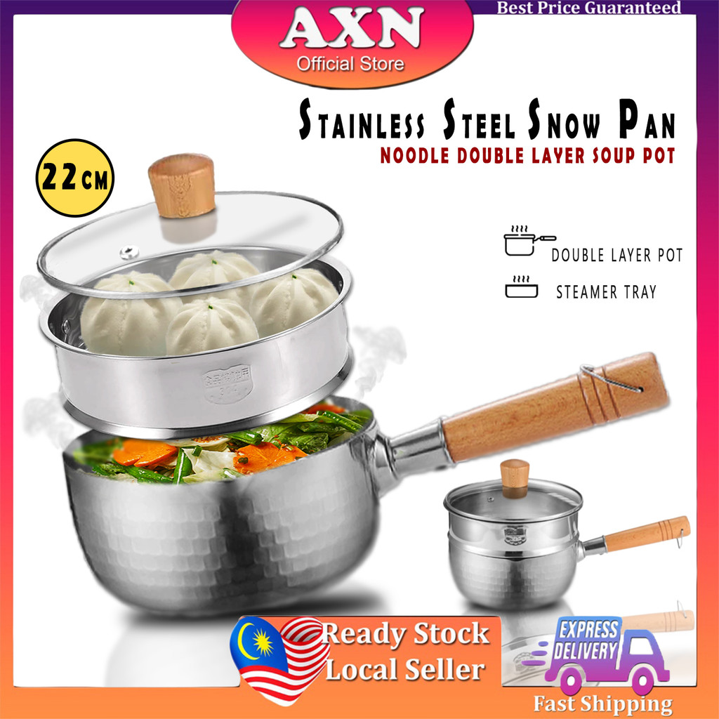 AXN 304 Stainless Steel Snow Pan Cooking Pot Complementary Food Single ...