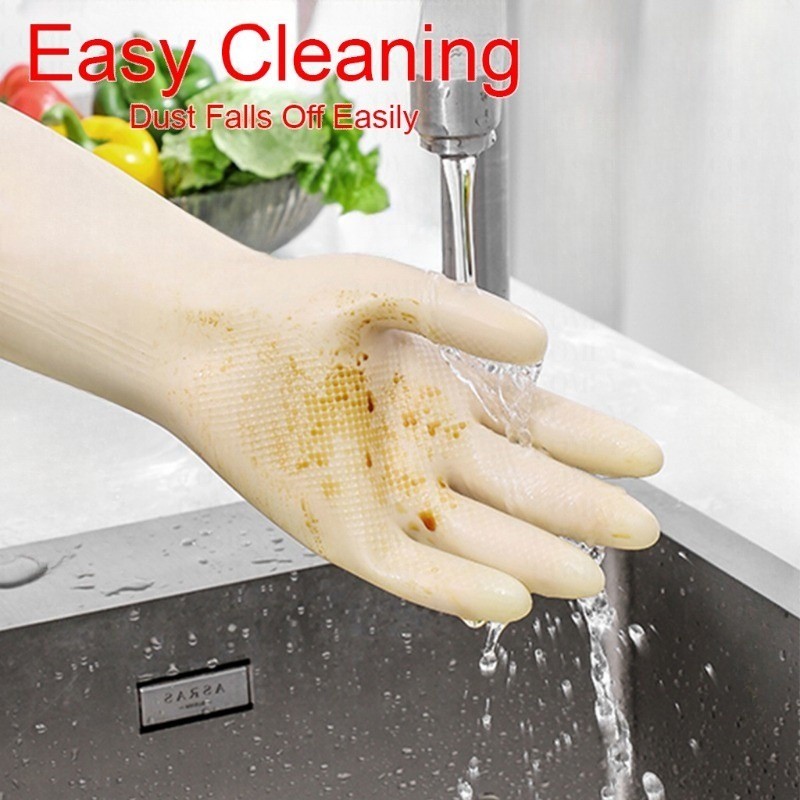 38cm Extra Long Rubber Gloves 1 Pair Heavy Duty Household Cleaning Tool ...