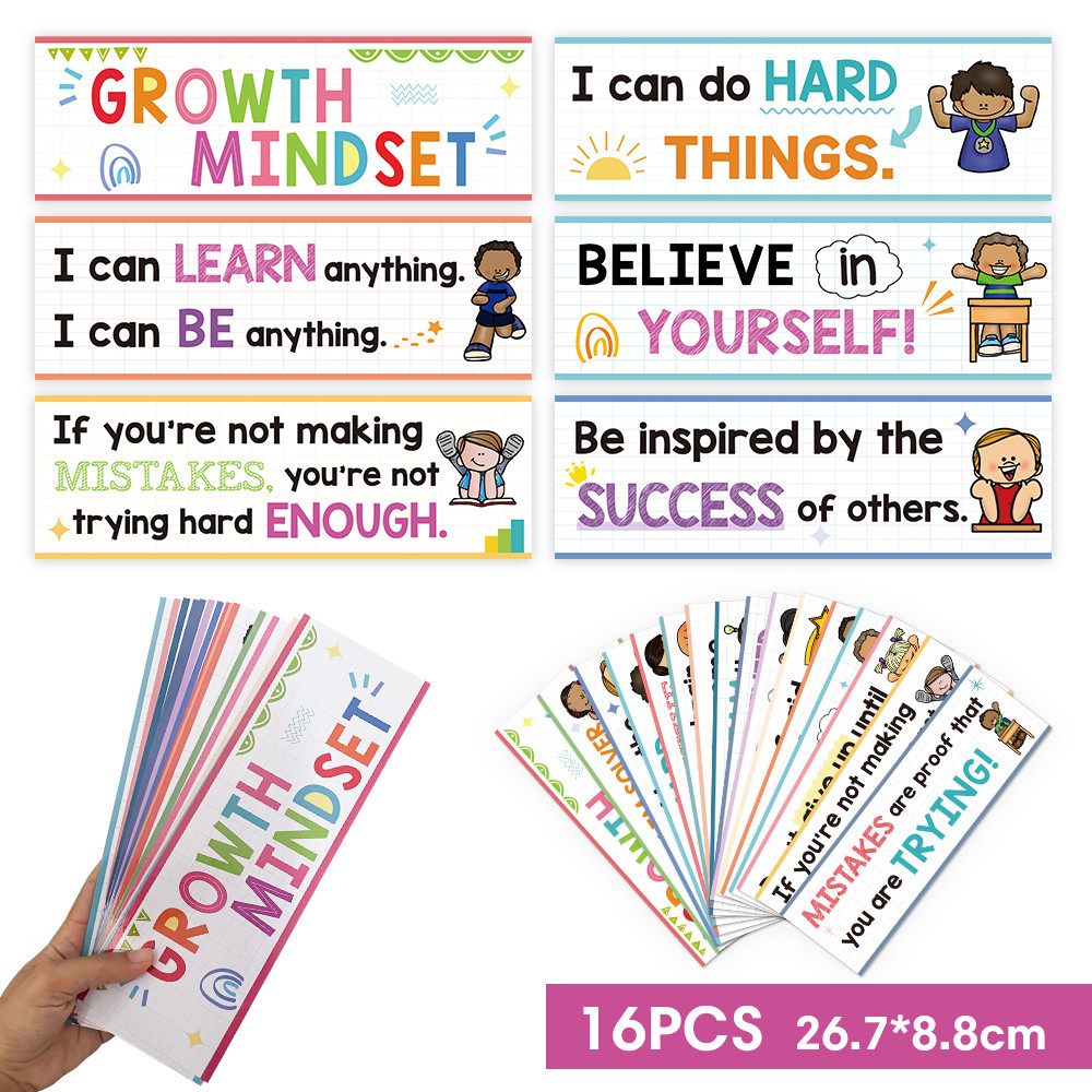 16Pcs Growth Mindset Positive Affirmation Posters (26.7*8.8cm) - Kids ...