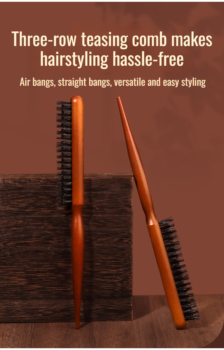 Hairdressing comb with three rows of pig bristles | Shopee Malaysia