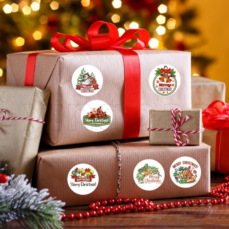 500 Pieces Christmas Roll Stickers 2.5cm Winter Holiday Envelope ...