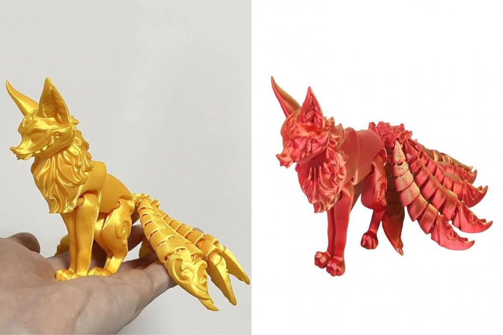 HD| 3d Printed Fox Ornament Colorful Fox Collectible Flexible Nine ...