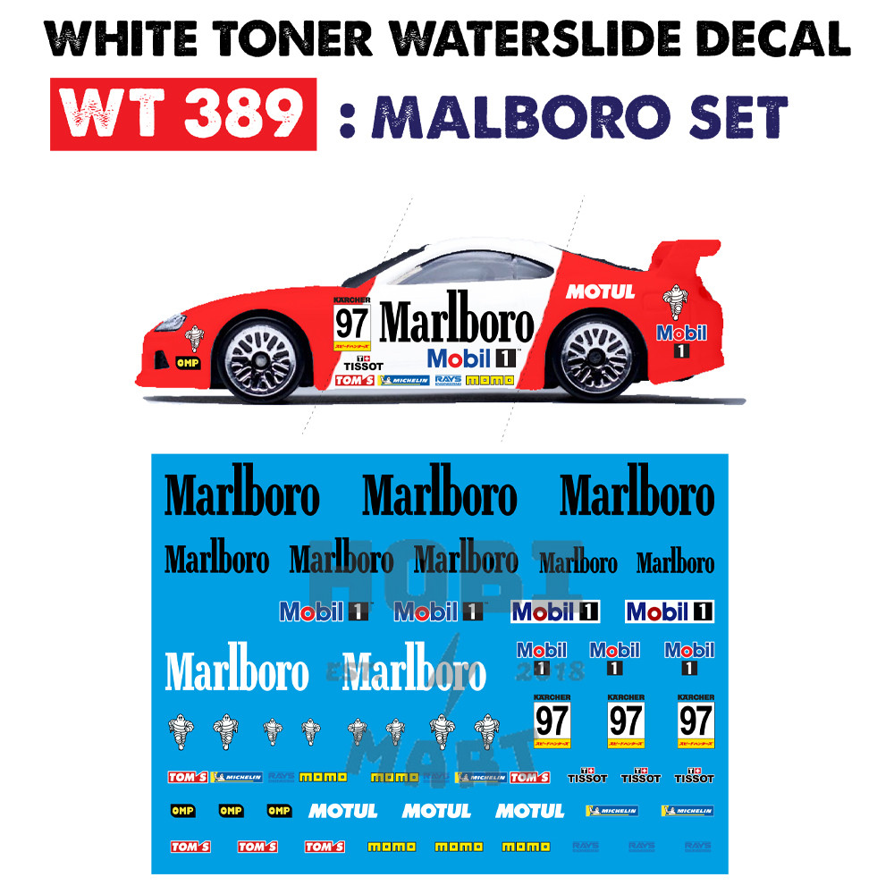 MARLBORO SET Decals Hotwheels Tomica 1:64 diecast custom white toner ...