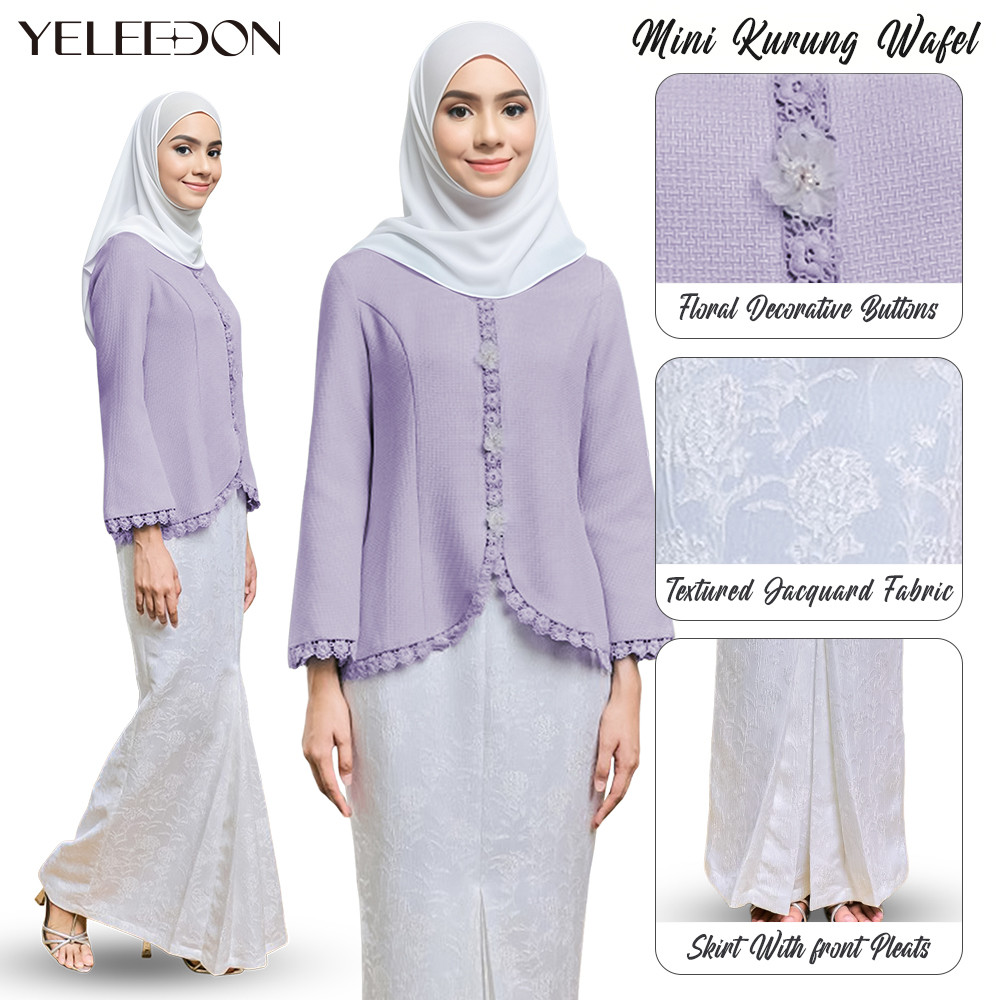 YELEEDON Baju Raya 2026 Sulam Kurung Widuri Baju Kurung Plain Ironless ...