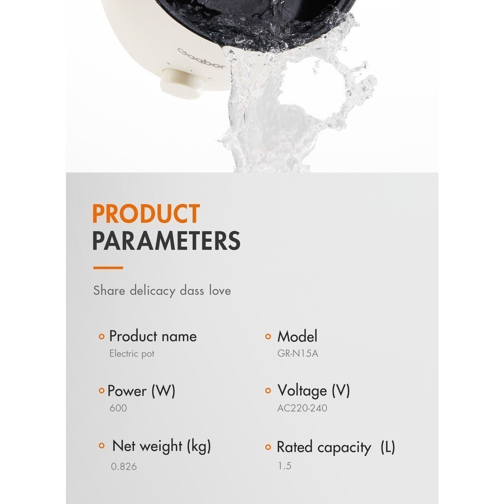 Gaabor 1.5L Electric Cooker | Dual Layer Steam & Boil | Food Grade PP ...
