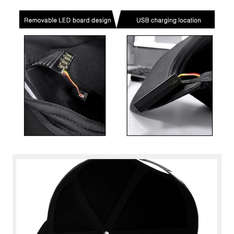 LED Glowing Hat LED Matrix Scrolling Text Display Message Pattern ...