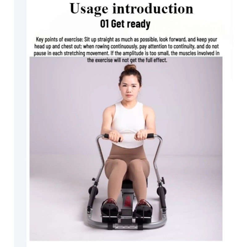 CRYSTAL Sports Rowing Machine, Double Paddle Hydraulic Bar Resistance ...