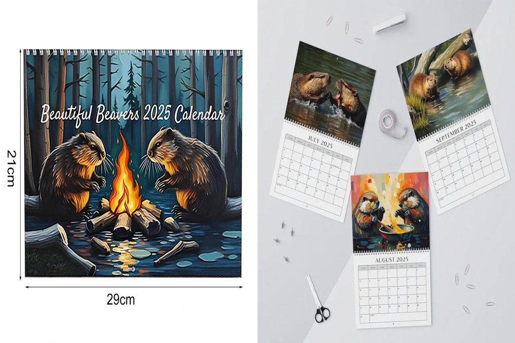 NTA Cute Beaver Illustrations Calendar Sturdy Material Wall Calendar ...