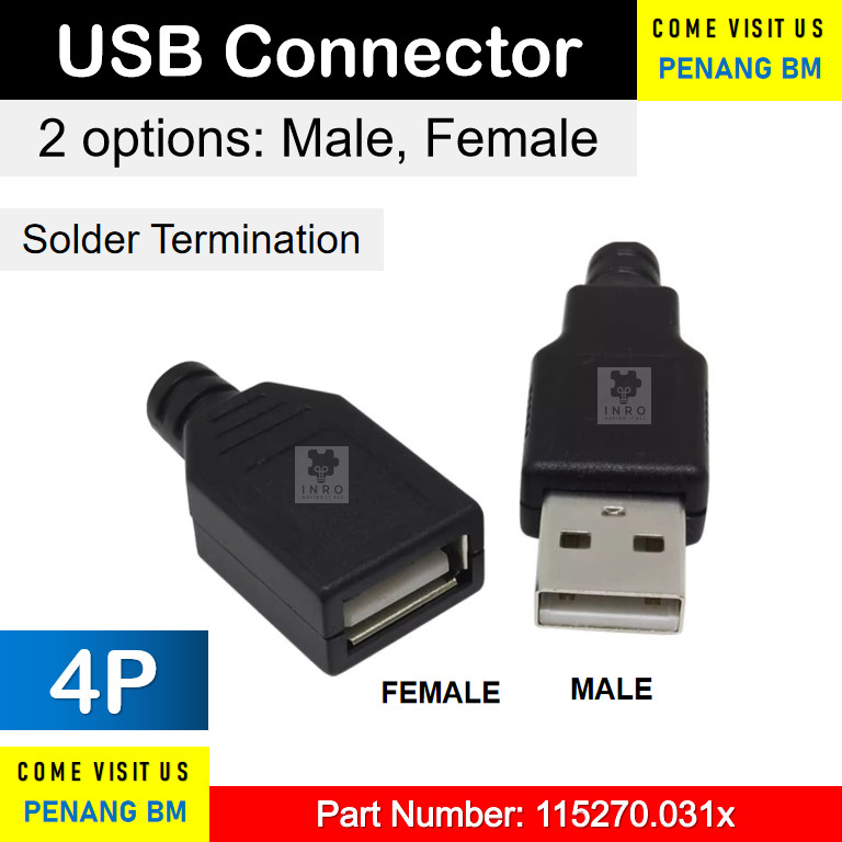 Penang BM USB 4P Connector USB Male Connector Female Connector | Shopee ...