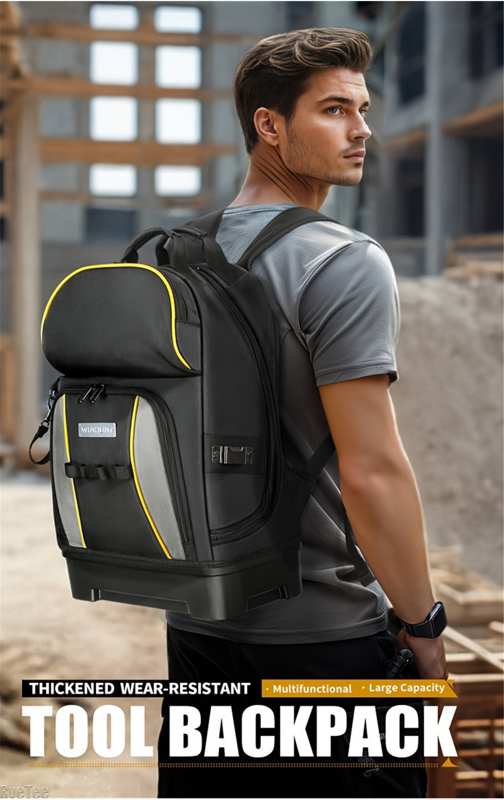 Winhunt Heavy Duty High Quality Tool Backpack with Big Plastic Bottom ...