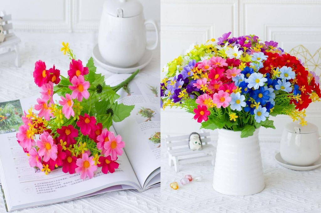 kn Realistic Faux Flowers Fake Flower Bouquet Realistic Silk Flower ...