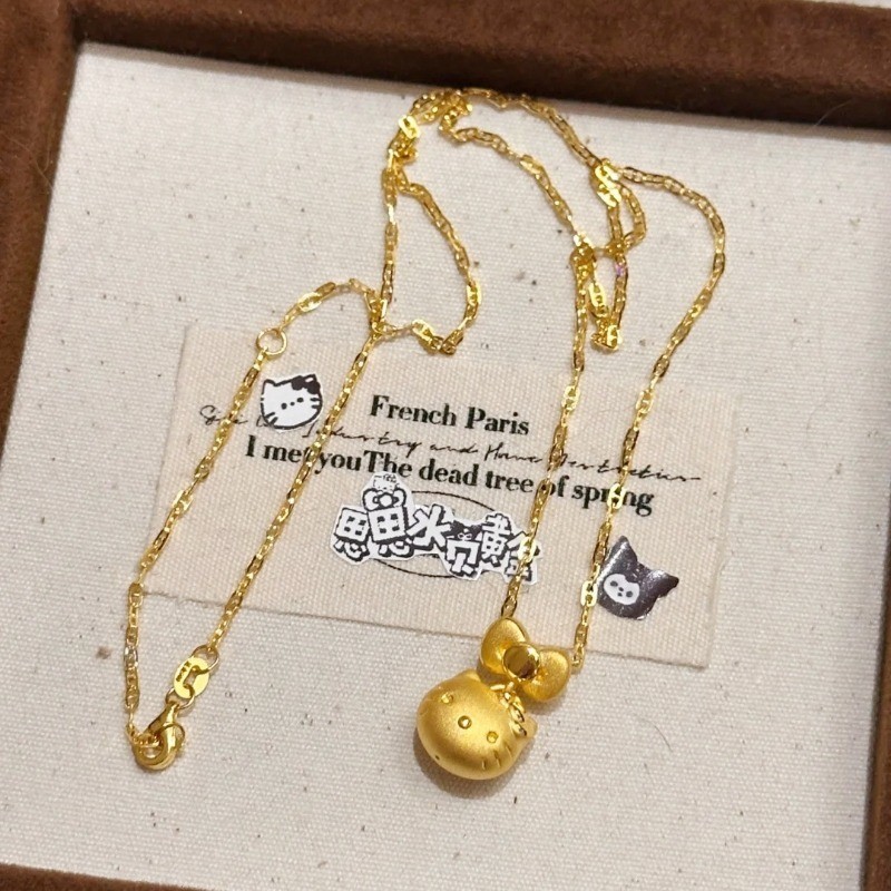 Golden Bow Hello Kitty Pendant Necklace Gold Color Cat Pendant Sweet ...