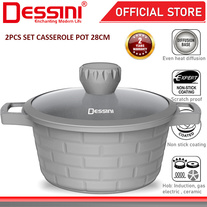 DESSINI ITALY SBB-28 28CM Casserole Die Cast Aluminium Induction Non ...
