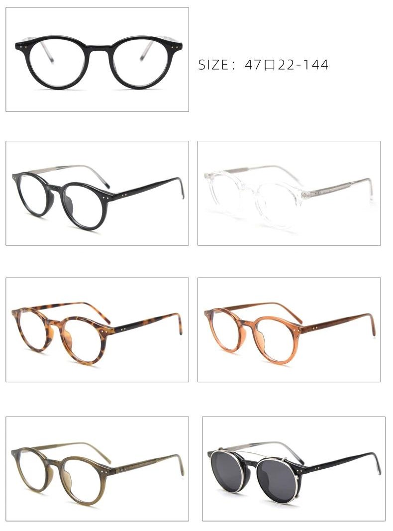 Polarized Clip Glasses Frames Vintage Round Optical Spectacles Frames ...