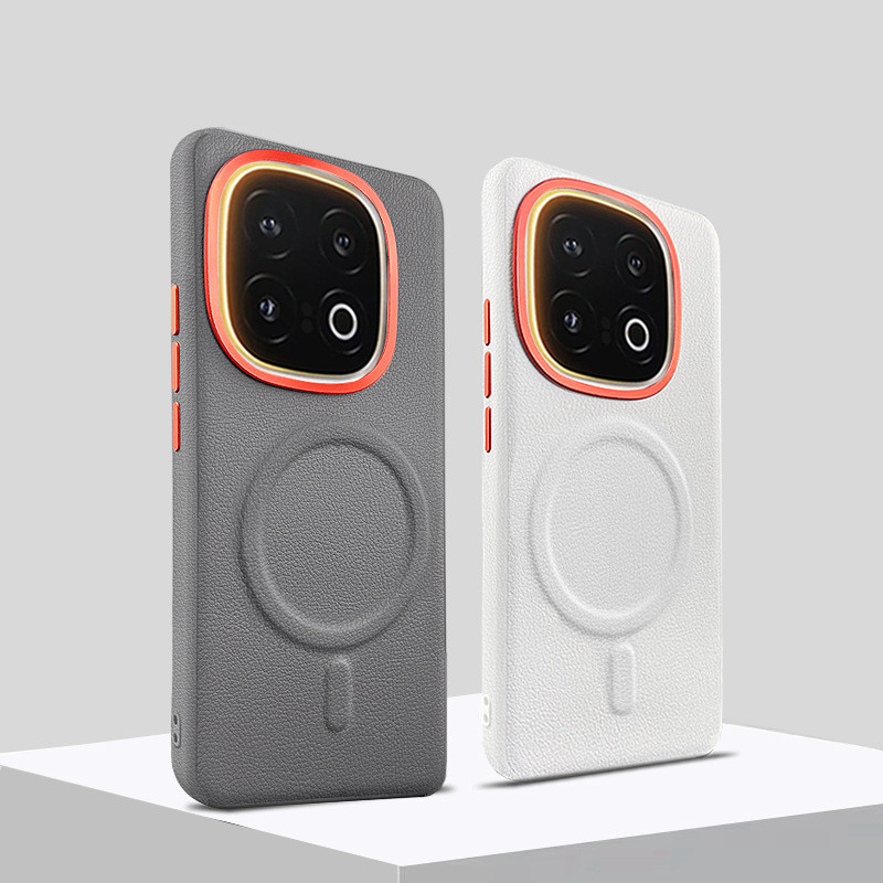 IQOO 13 Magnetic Suction Plain Leather Phone Case for Vivo IQOO 13 5G ...