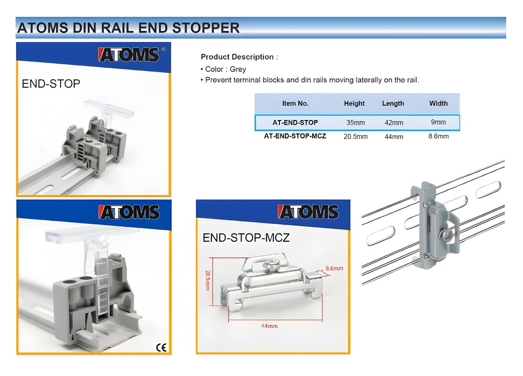 ATOMS Din Rail End Stopper END-STOP-E/UK (1PCS) | Shopee Malaysia