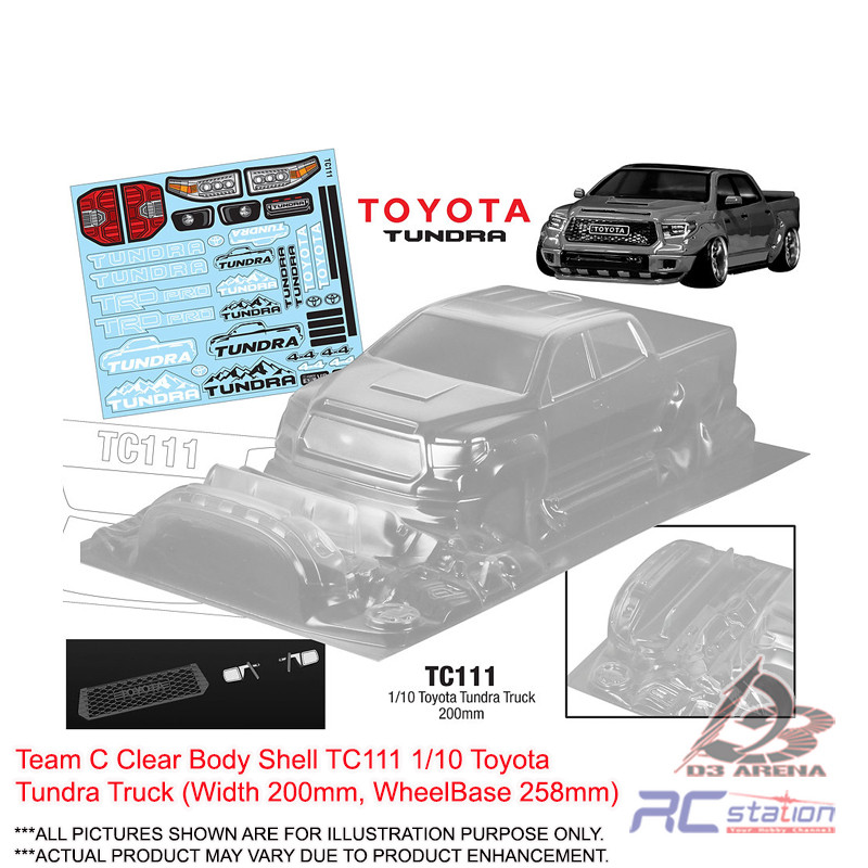 Team C Clear Body Shell TC111 1/10 Toyota Tundra Truck (Width 200mm ...