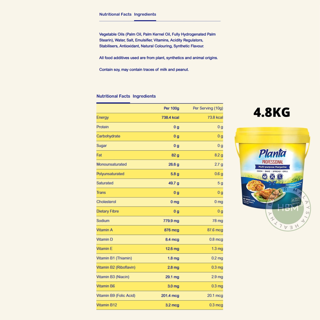 Planta Margarine 4.8KG / Planta Professional Multi-Purpose Margarine ...