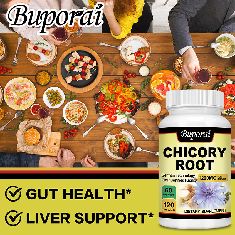 Buporai Chicory Fiber - Chicory Root Powder 1200 mg - Inulin Capsules ...