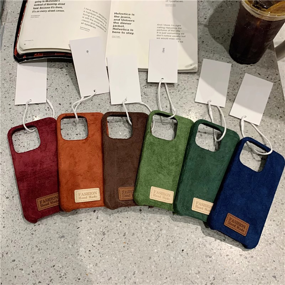 Vintage Plush Suede Leather Phone Case for iPhone 16 15 14 13 12 Pro ...