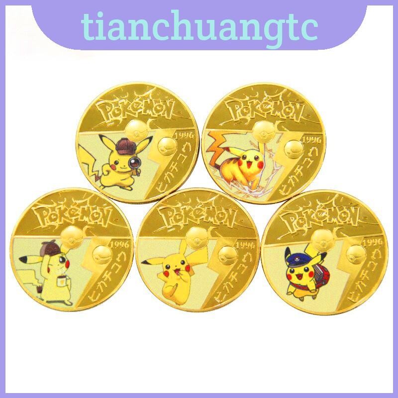 Pikachu Beautifully Crafted Gold Plated Coin Game Collection Pokemon ...